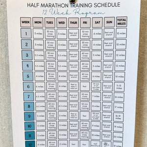 12 Week Half Marathon Training Plan/schedule for Beginners - Monday ...