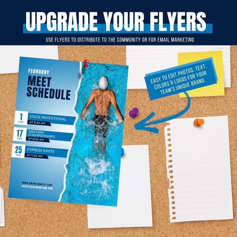 Swim Meet Schedule Flyer | Editable Canva Template for Printing And/or ...