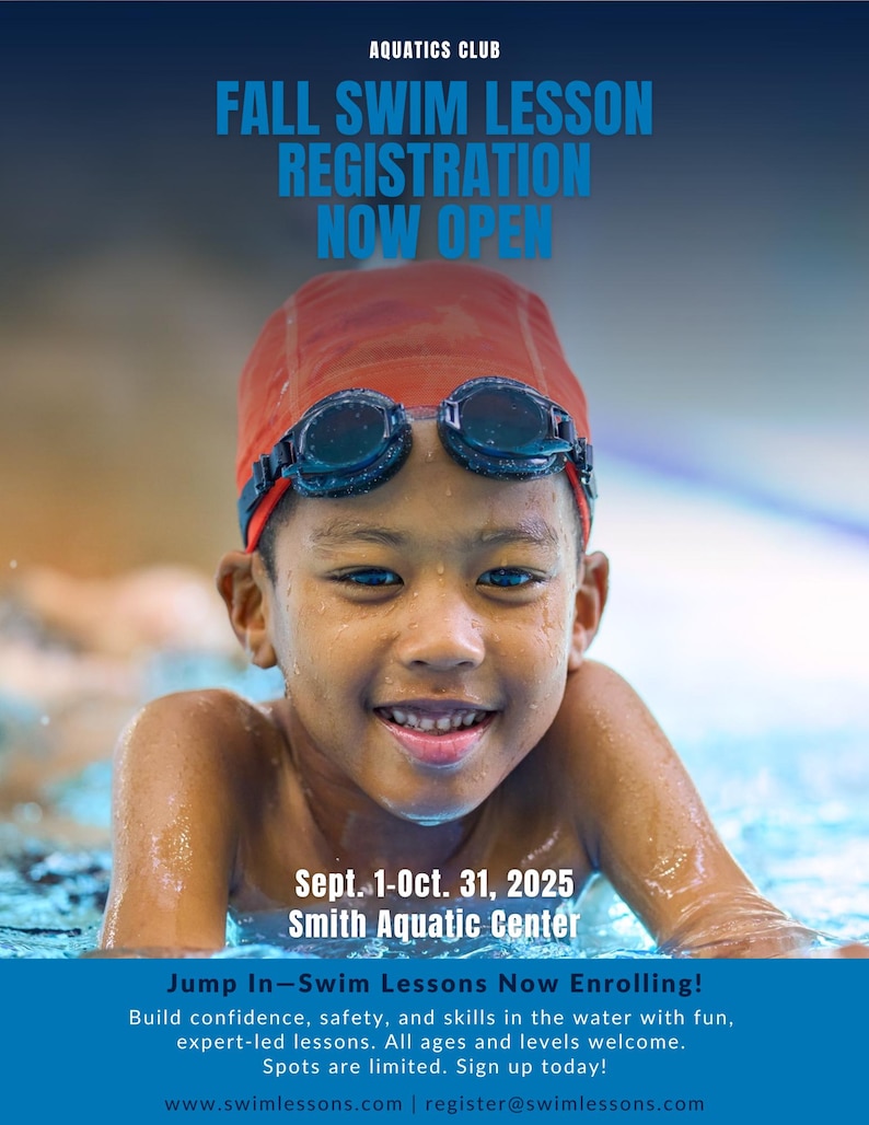 Swim Lesson Flyer | Editable Canva Template for Printing And/or Email ...