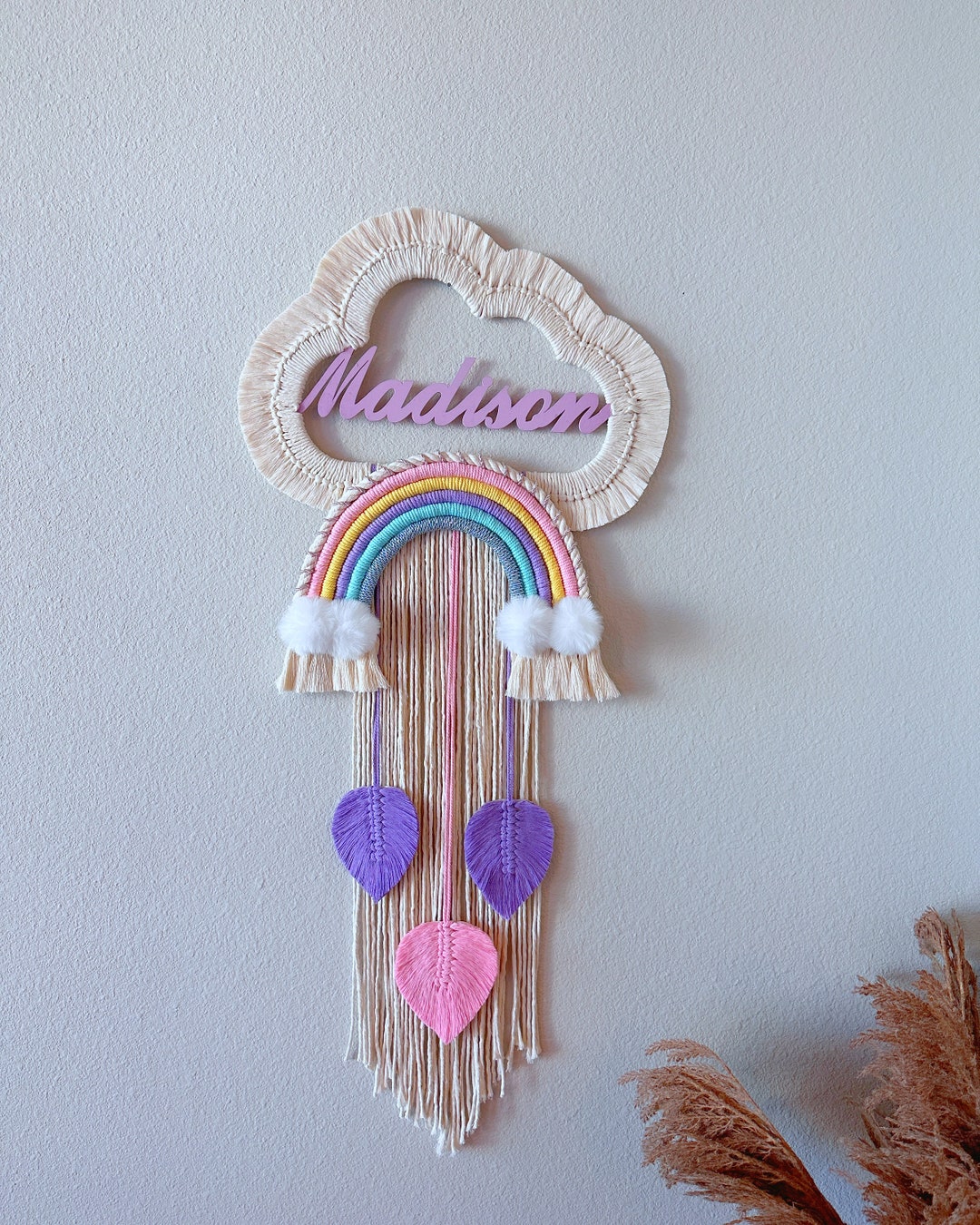 Personalized Macrame, Hospital Baby Door Hanger, Pillow, Nursery Decor ...