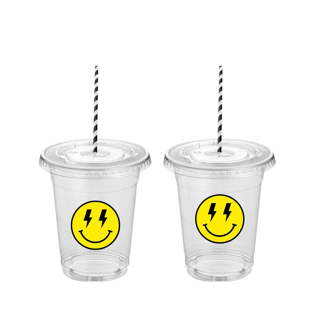 6 Plastic Disposable Cups With Lids and Straws Included-one Cool Dude ...