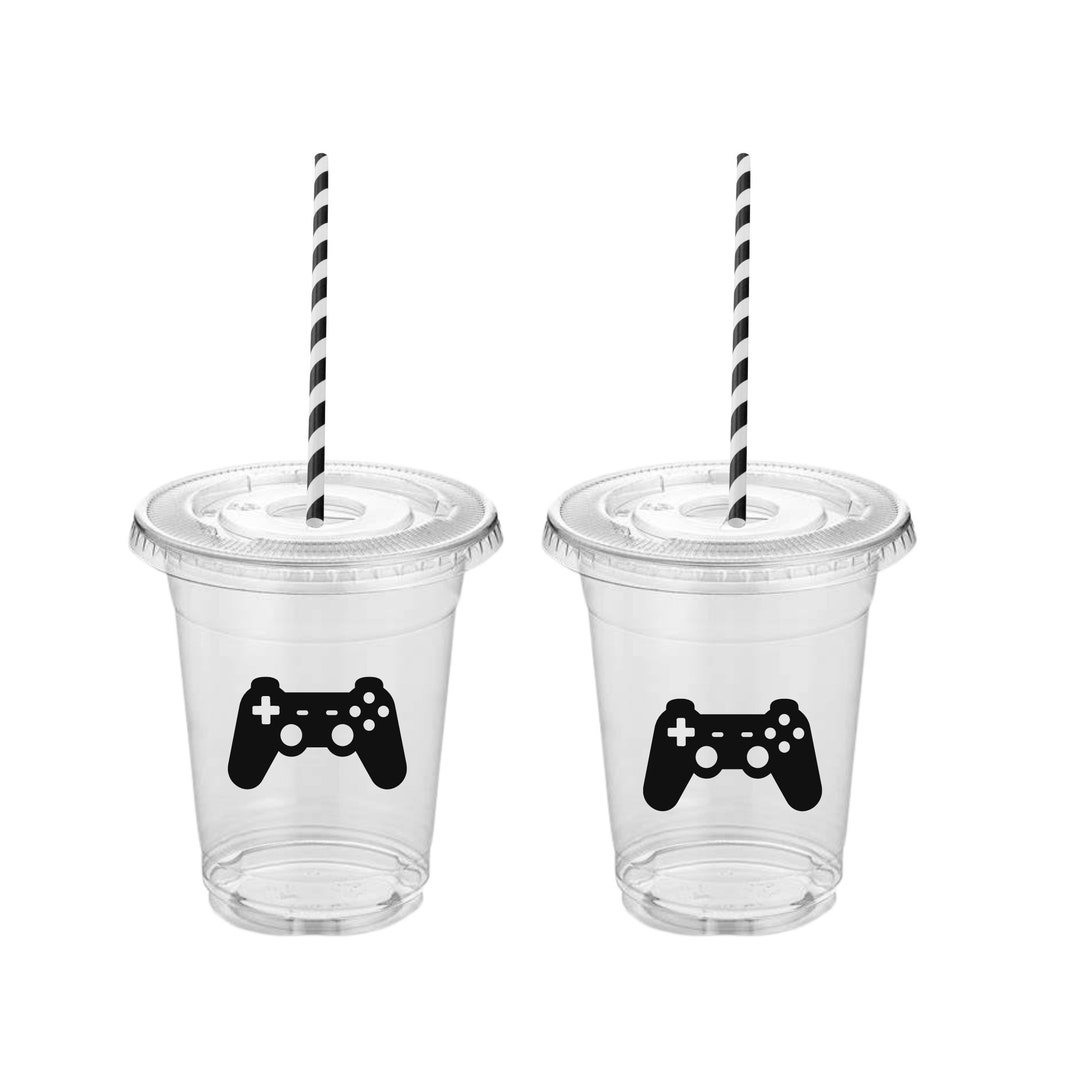 6 Disposable Plastic Cups With Lids and Straws-gaming Birthday-gaming ...