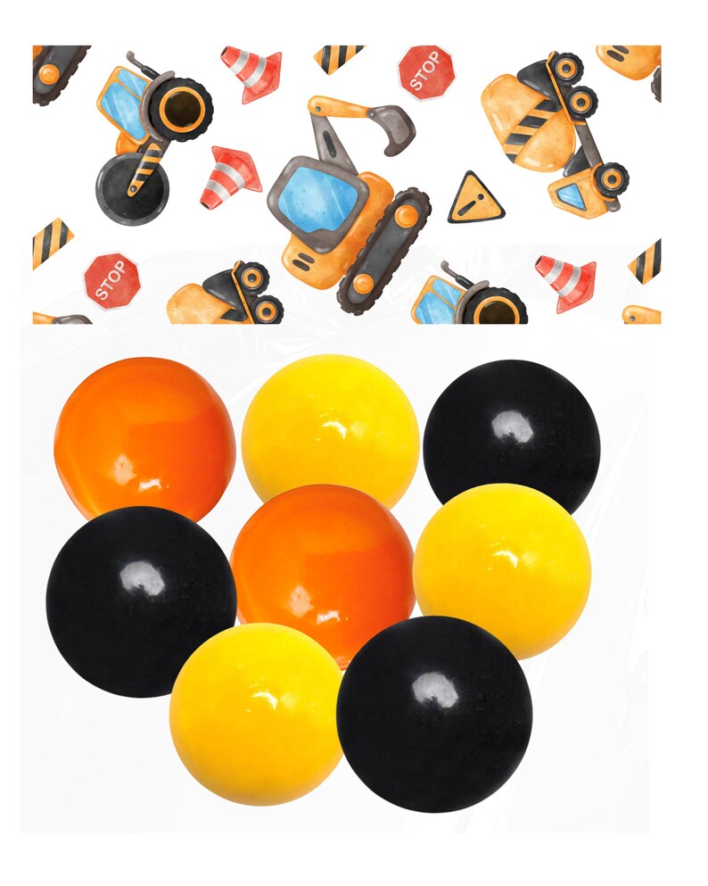 Set of 6 Gumball Party Favors-construction Favors-construction Party ...