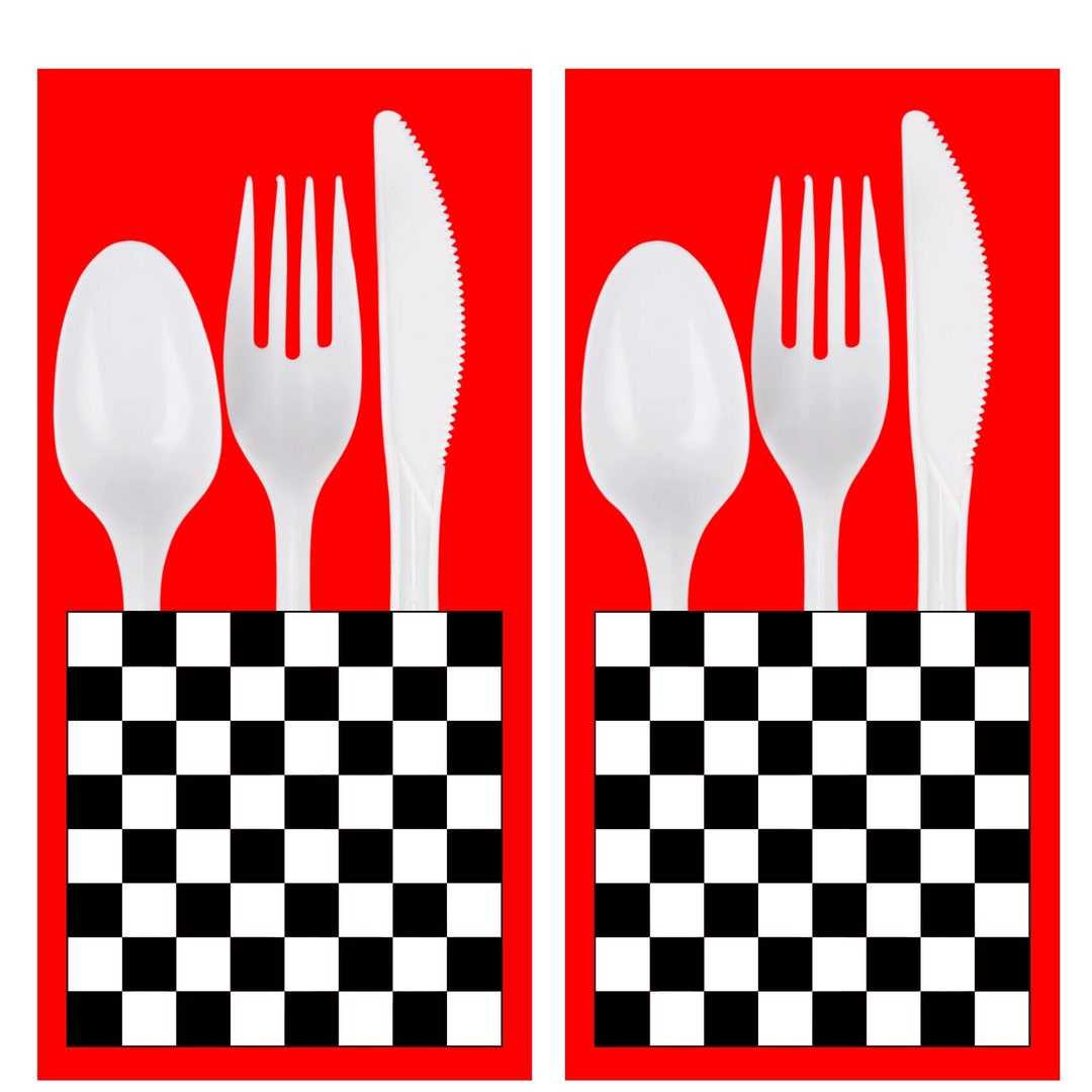 6 Packs Pre-wrapped Utensils-race Care Birthday-race Car Party-car ...