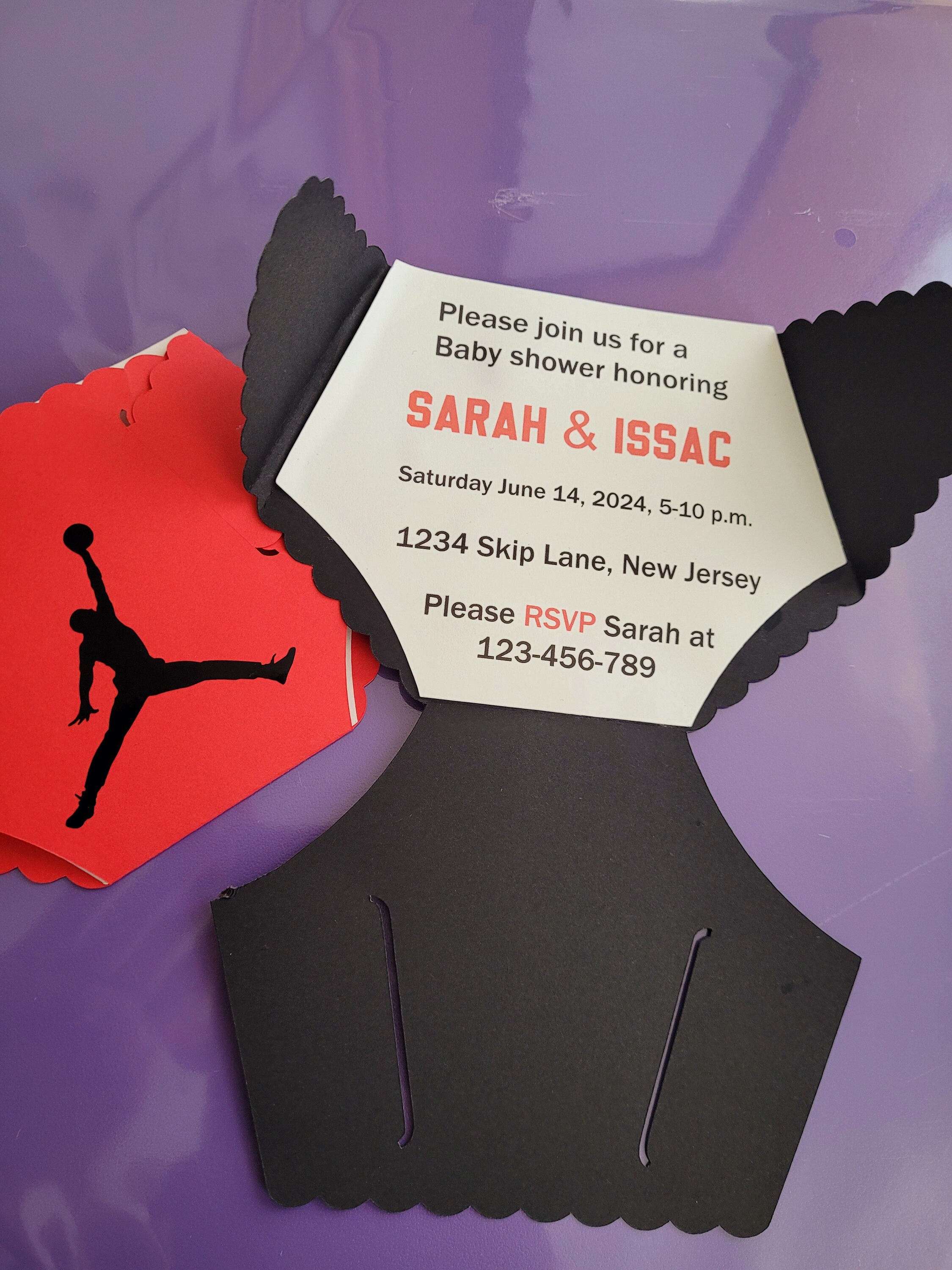6 Baby Diaper Invitations-jordan Baby Shower-jumpman Invite-jumpman ...