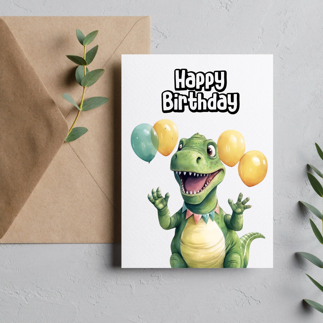 Dinosaur Birthday Card/happy Birthday/dino Party/dinosaur Birthday/dino ...