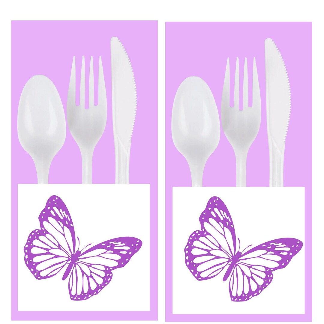 6 Packs Pre-wrapped Utensils-butterfly Birthday-butterfly Party ...