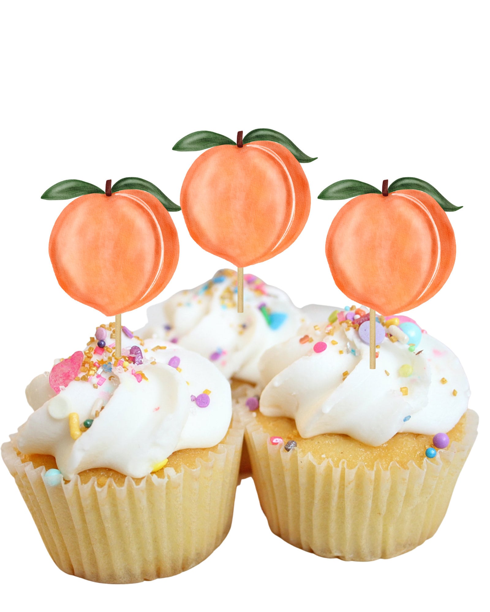 12 Watercolor Peach Cupcake Toppers/peach Birthday/peach Party/sweet as ...