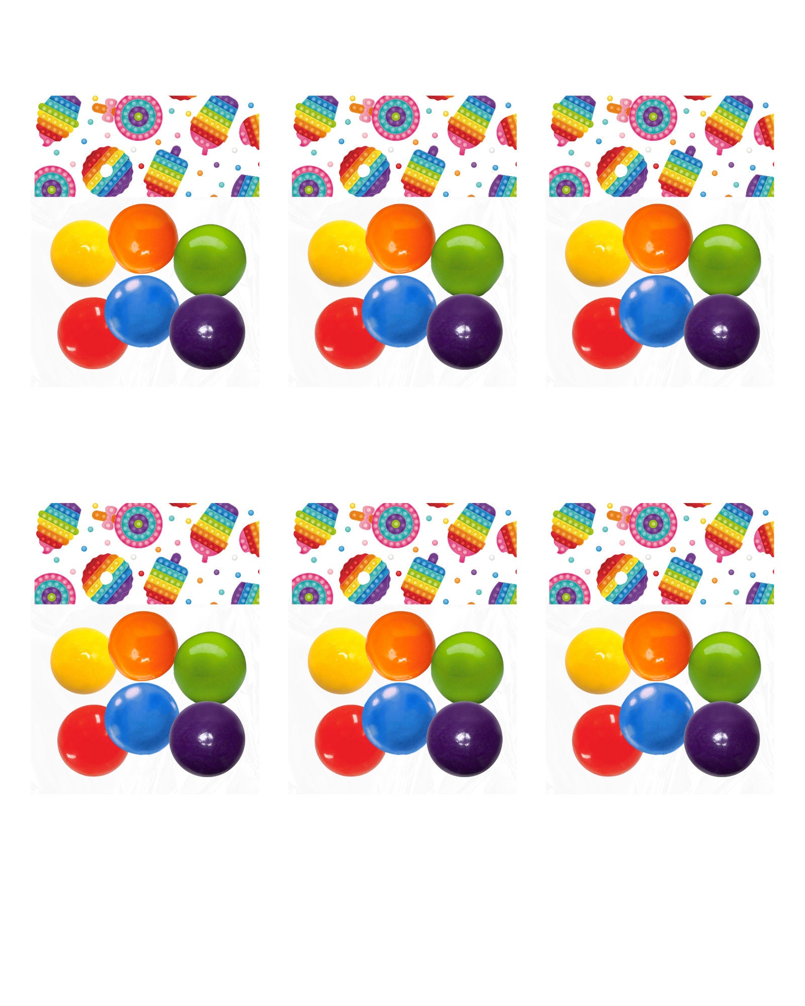 Set of 6 Gumball Party Favors-popit Birthday-pop-it-fidget Birthday ...