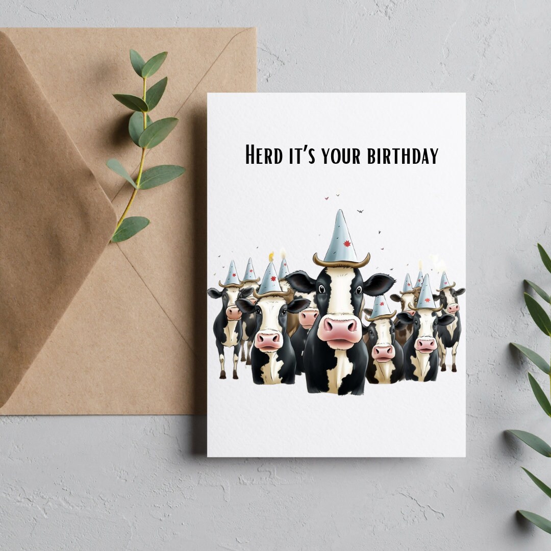 Herd is Your Birthday Birthday Greeting Card/punny Card/funny Birthday ...