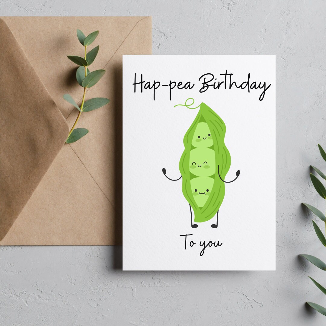 Hap-pea Birthday Card/funny Birthday Card/word Pun Cards/word Play/cute ...