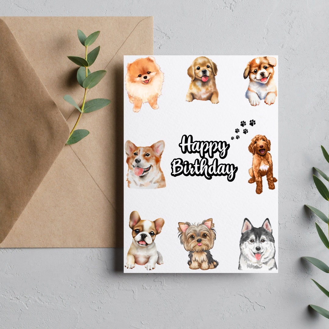 Dog Happy Birthday Card/dog Card/birthday Card/dog Birthday Card/dog ...