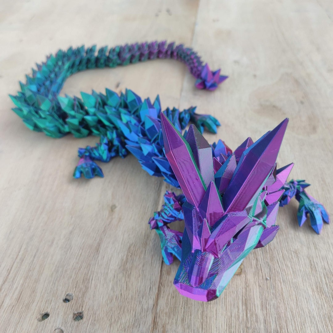 Articulated Crystal Dragon 3D Print Iridescent Purple - Etsy
