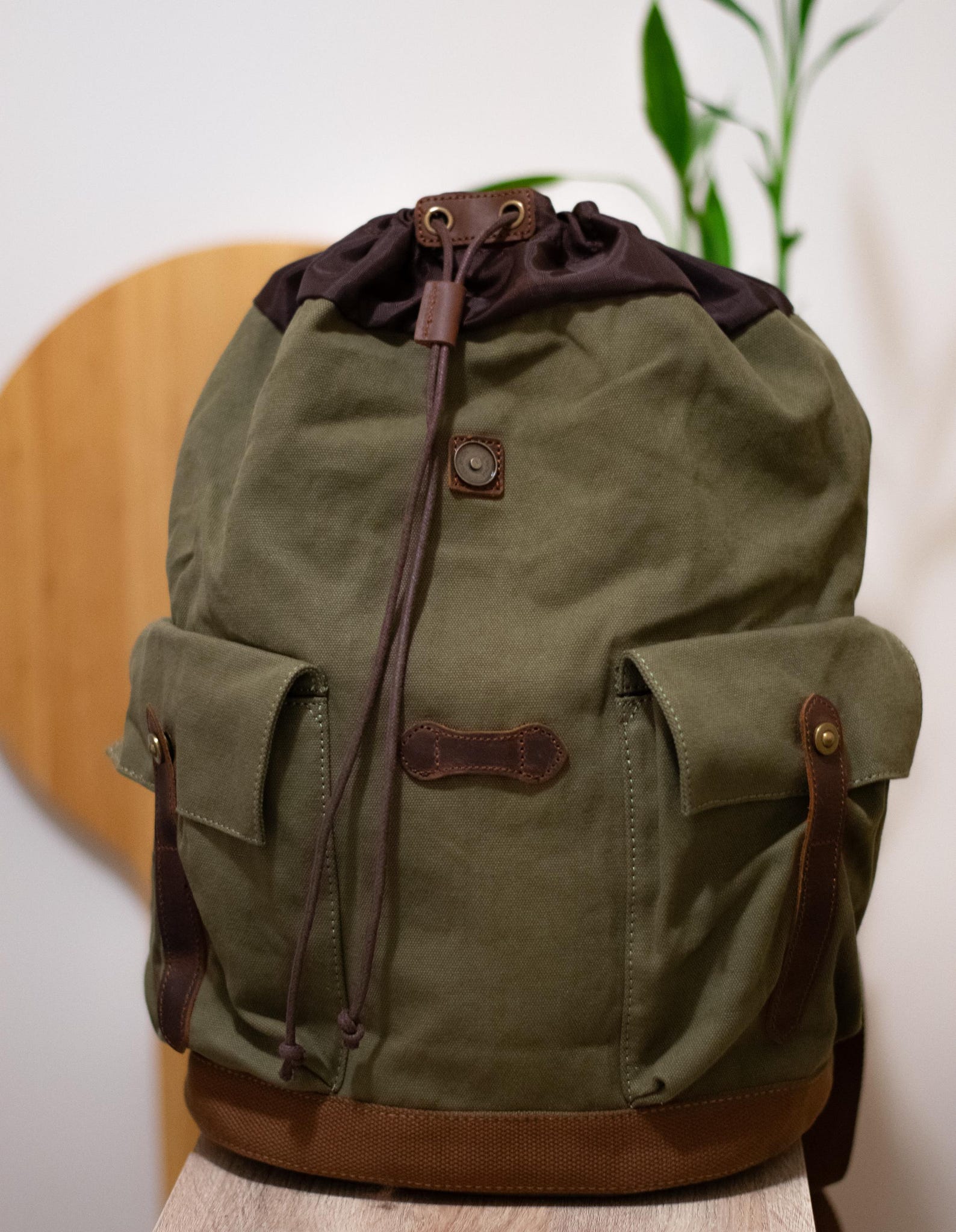 Explorer Rucksack Canvas Backpack - Army Green, Vintage Styled, Rustic ...
