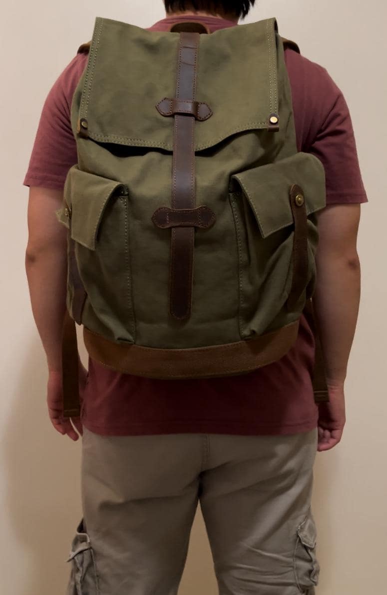 Explorer Rucksack Canvas Backpack - Army Green, Vintage Styled, Rustic ...
