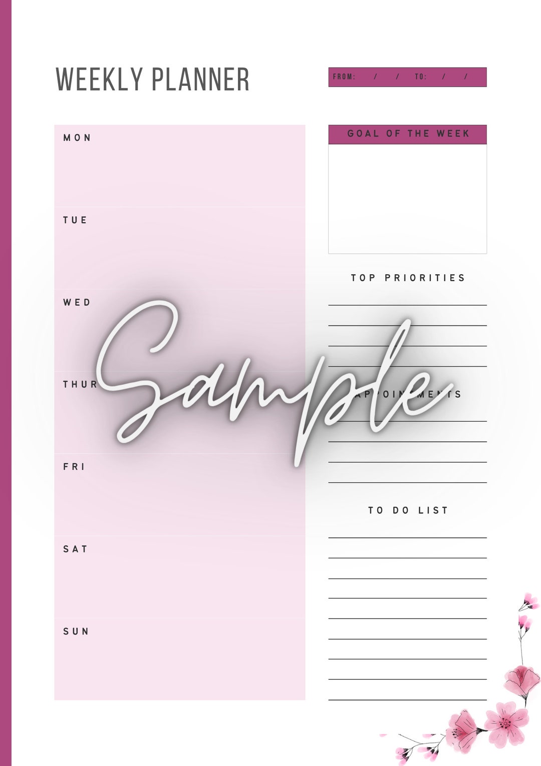 2-in-1 Dailyweekly Planner Minimalistic Pink and White - Etsy