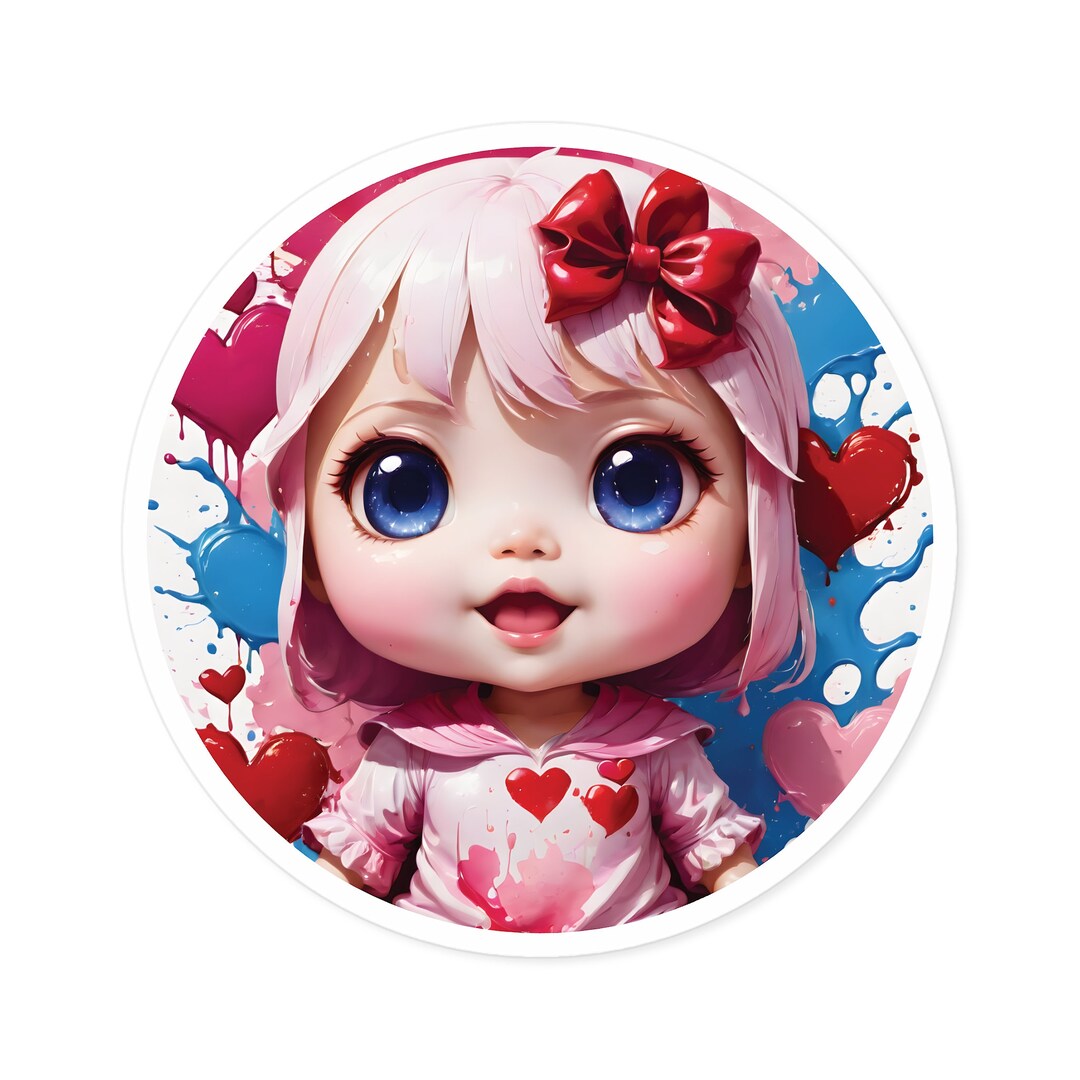Cute Chibi Baby Girl Vinyl Sticker, Premium Vinyl, Coated / Laminated ...