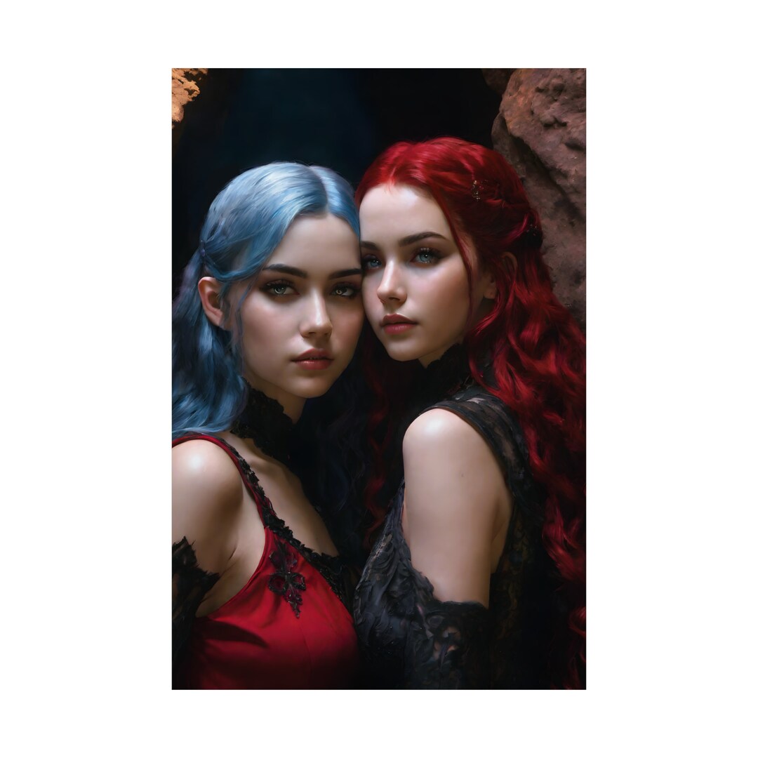 Beautiful Lesbians Vampire Goth Girls Premium Matte Poster Museum
