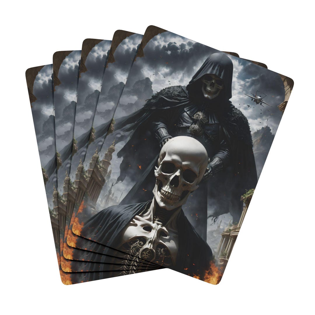 Custom Art Playing Cards - Apocalypse, Hooded Skull - Printed on the ...