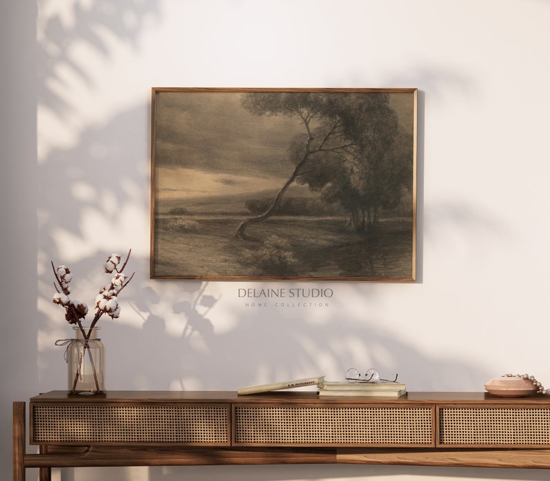 Ethereal Tree Silhouette Art Print | Moody Farmhouse Decor (digital ...
