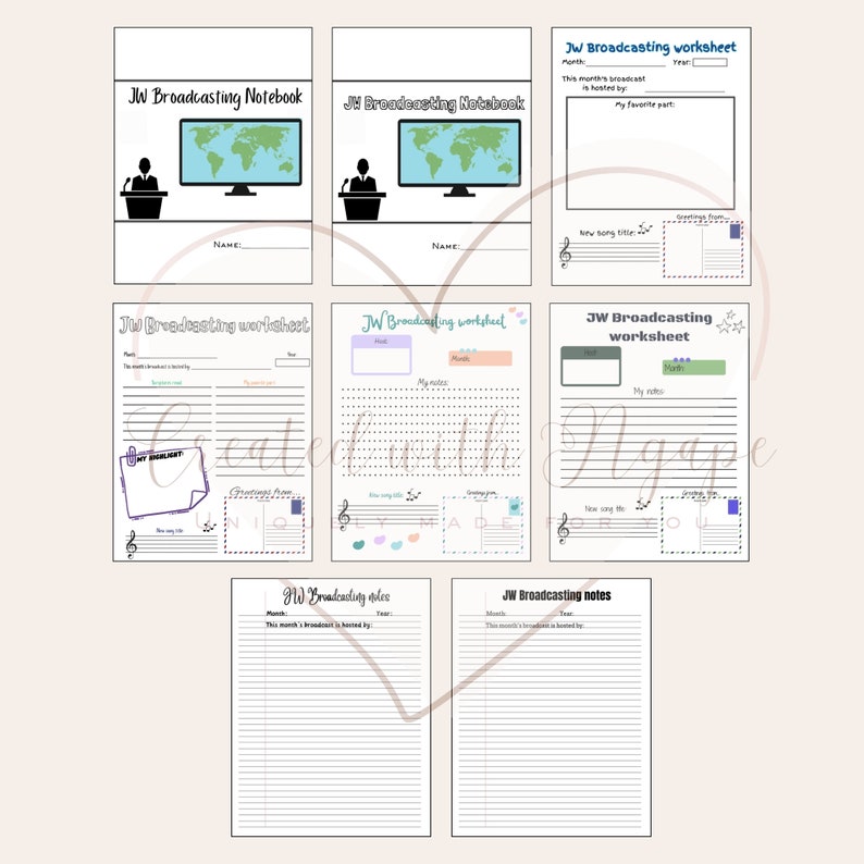 JW Monthly Broadcasting Worksheets Bundle - English - Notebook ...