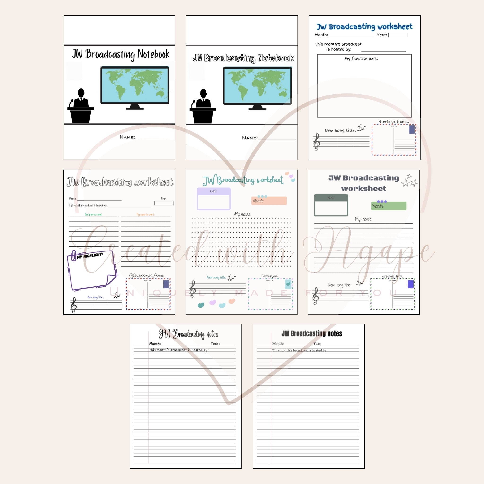 JW Monthly Broadcasting Worksheet Bundle – Kids to Adult, English ...