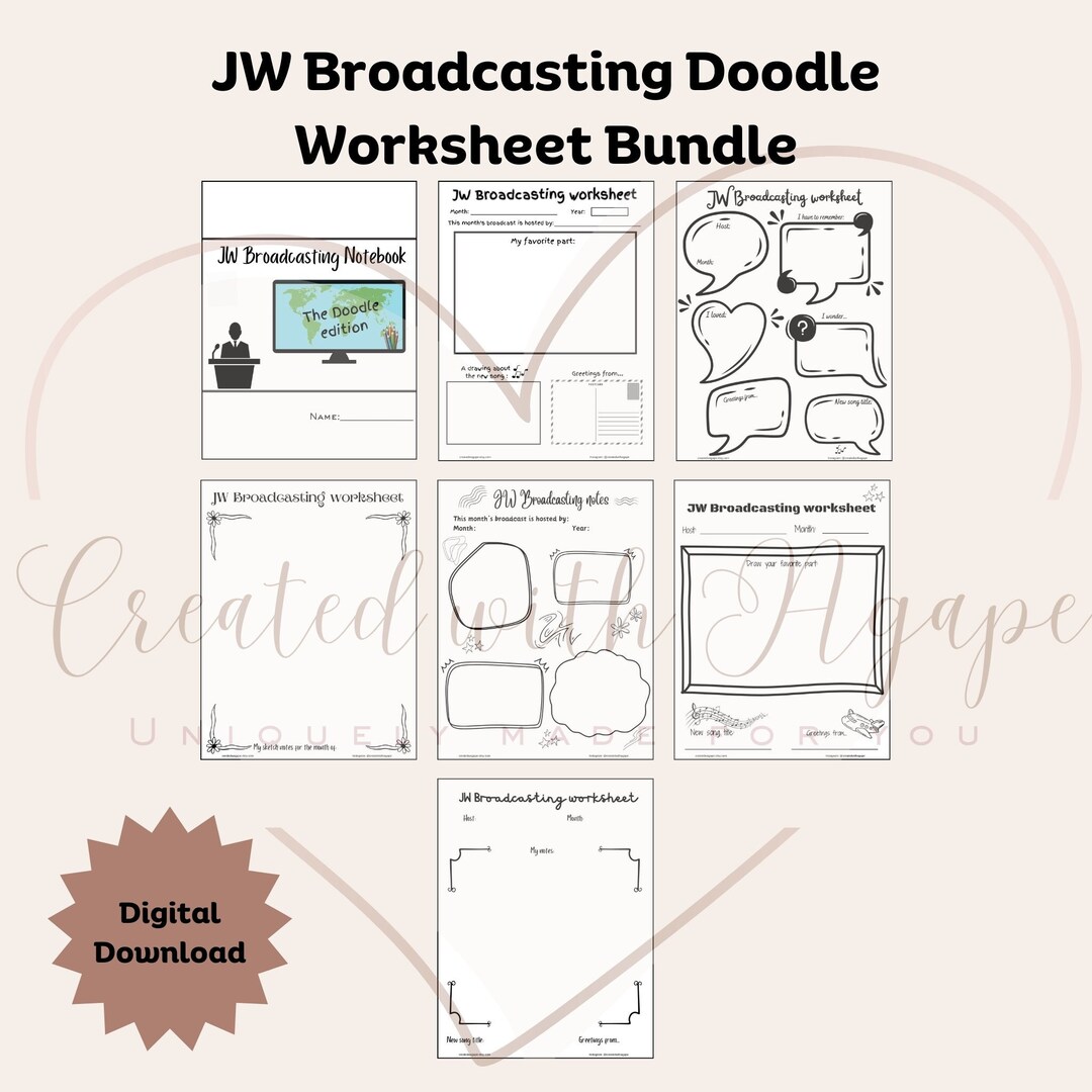 JW Monthly Broadcasting Doodle Worksheets Bundle – English, Kids ...