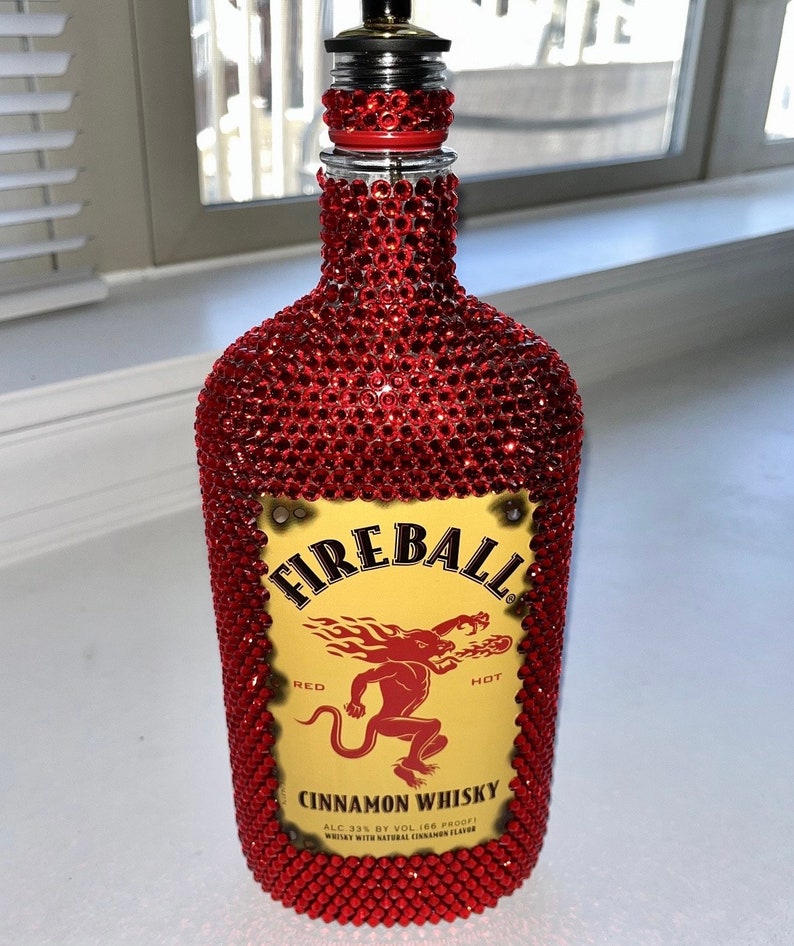 Fireball Hand-placed Rhinestones Bottle (alcohol Not Included) - Etsy