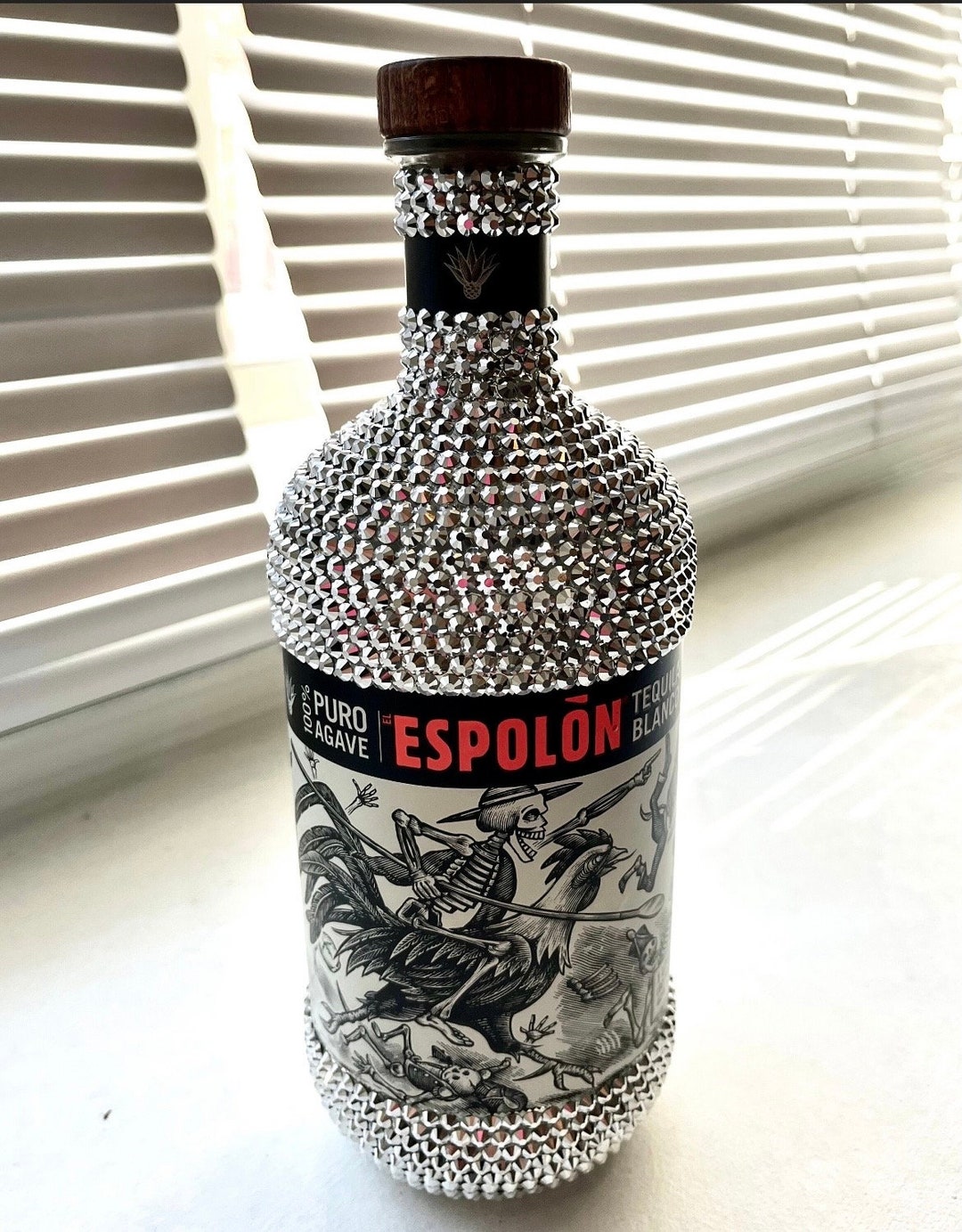 Espolon Silver Tequila Hand-placed Gems Bottle alcohol Not Included - Etsy