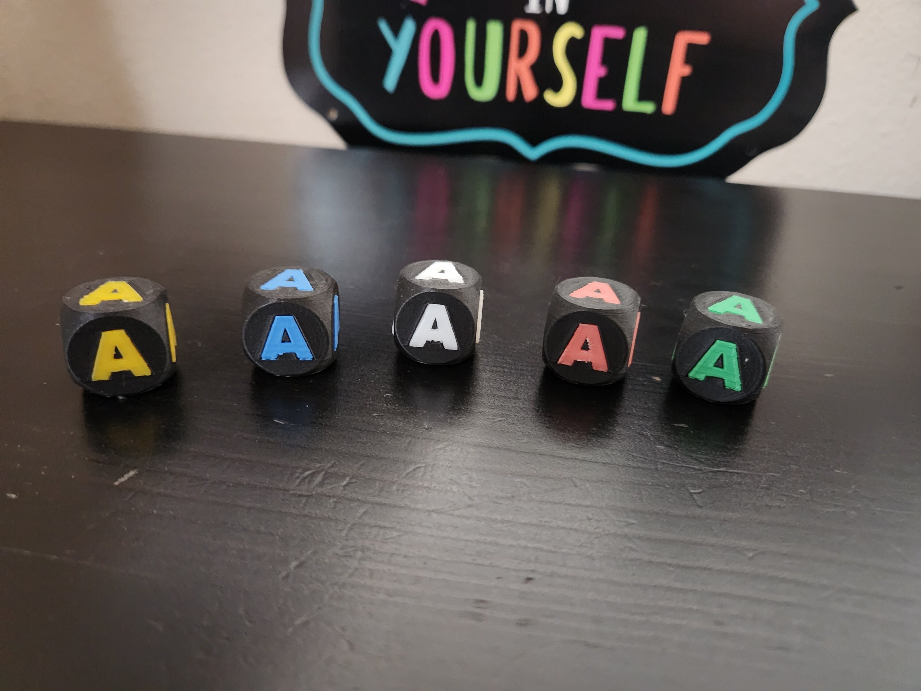 Custom 3D Printed Alphabet Dice Black - Etsy