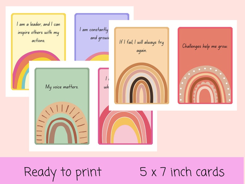 Kids Daily Rainbow Affirmation Cards | Positivity Cards | 40 Printable ...