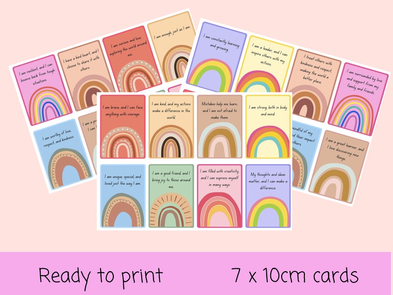 Kids Daily Rainbow Affirmation Cards | Positivity Cards | 40 Printable ...