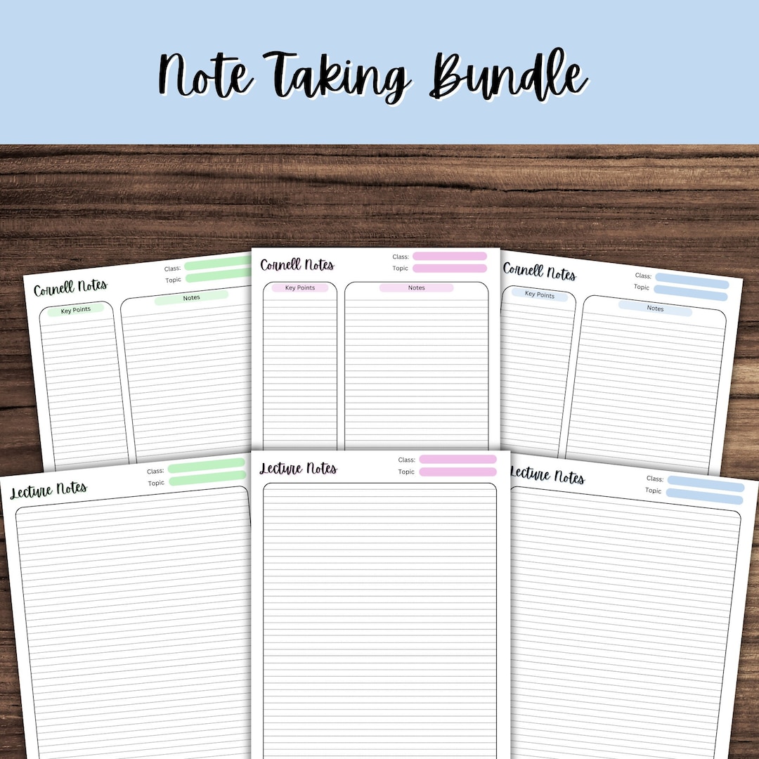 Printable Note Taking Bundle - Etsy