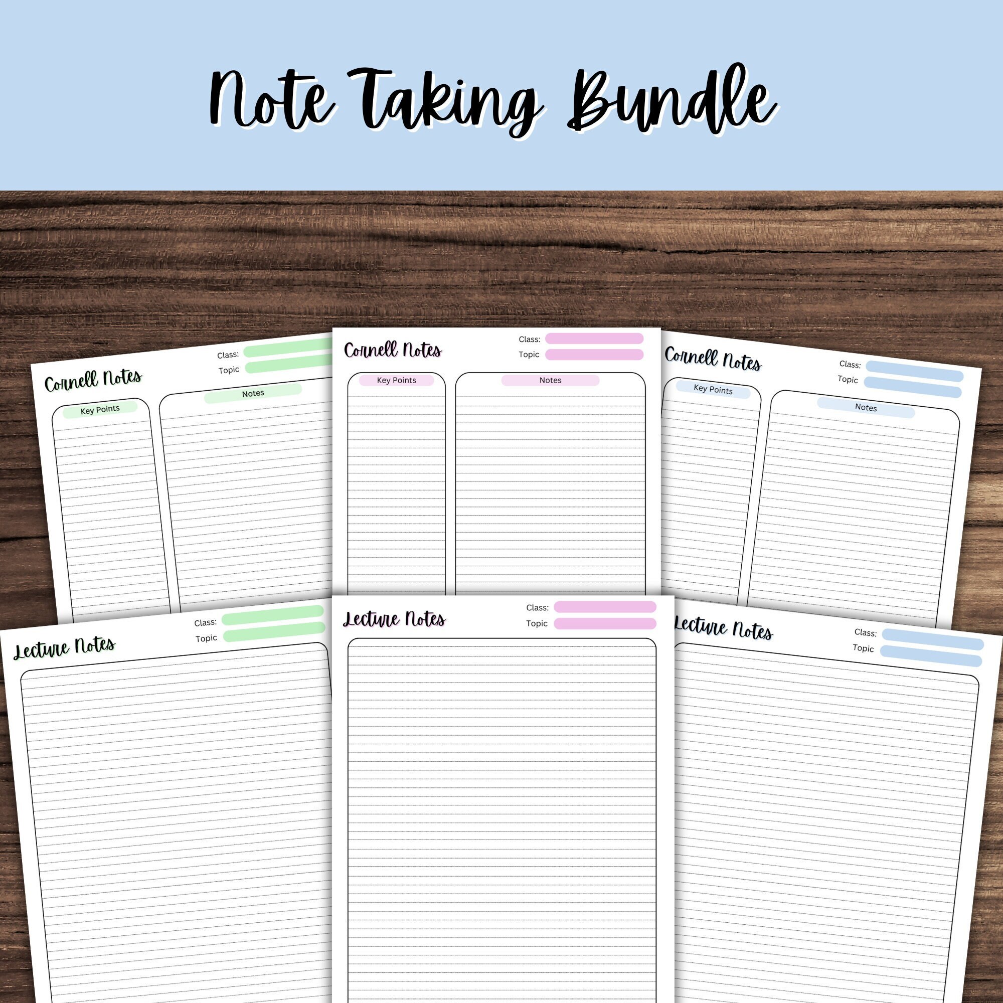 Printable Note Taking Bundle - Etsy