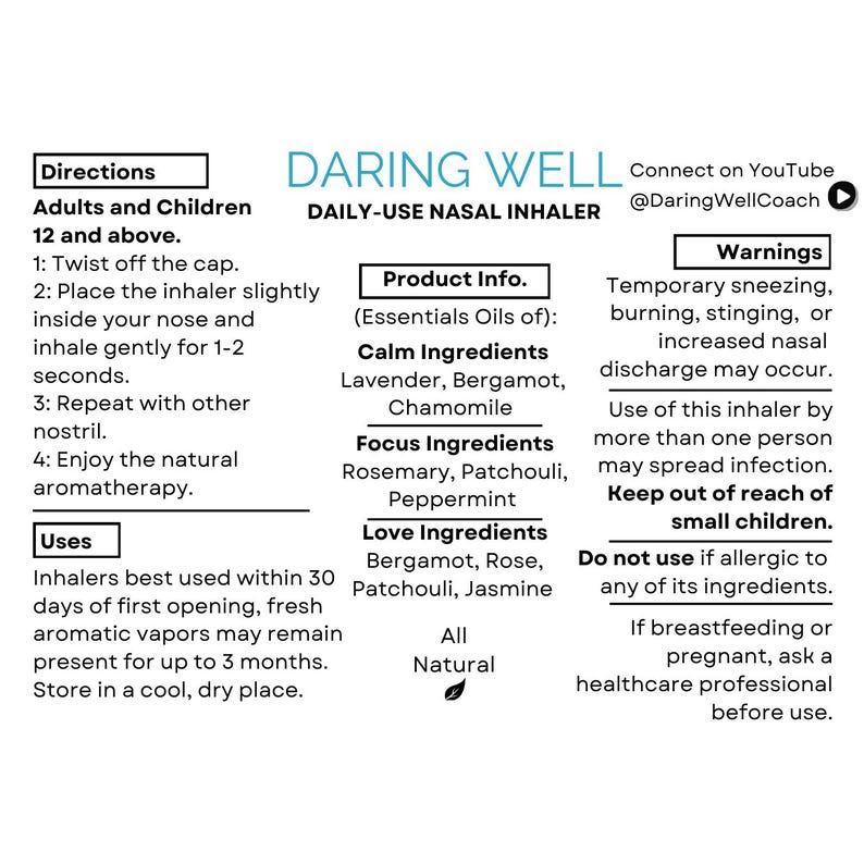 Aromatherapy Nasal Inhalers 3sticks / Pack - Etsy