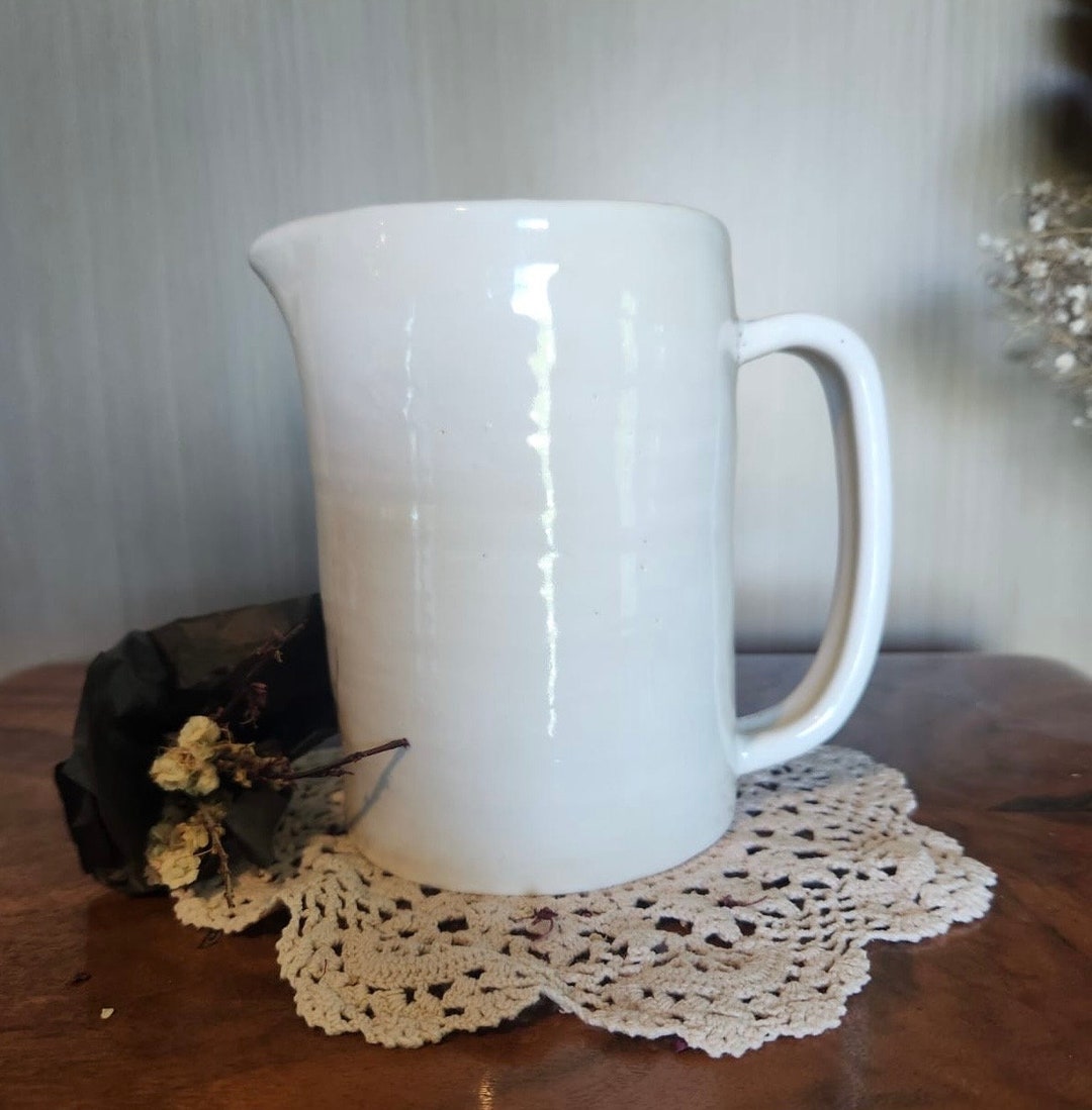 Snow White Pottery Pitcher - Etsy