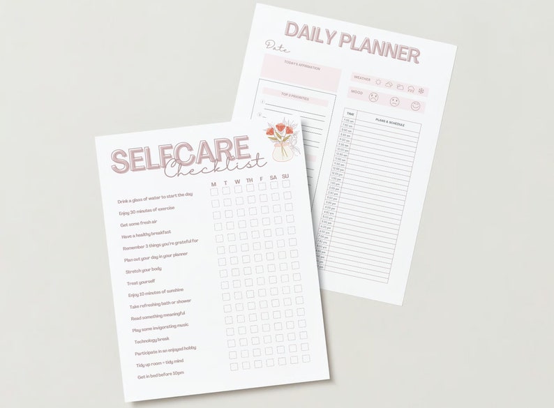 Check List Pack, Printable Planner, Selfcare Check List, to Do List ...