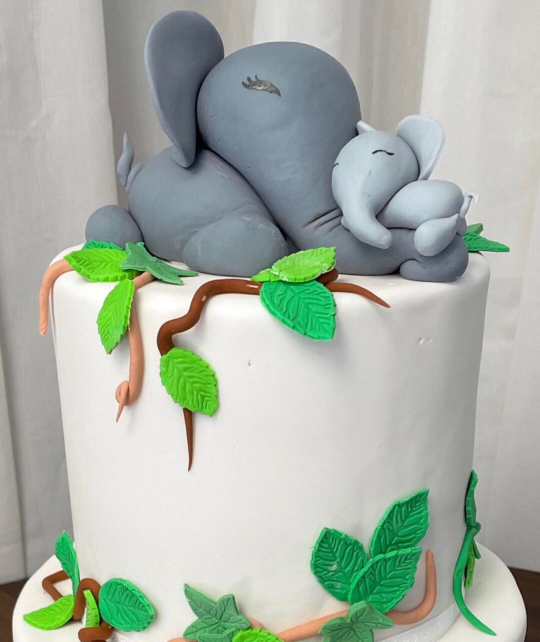 Elephant Fondant Cake Topper, Baby Shower Elephant Cake Topper, Cute ...