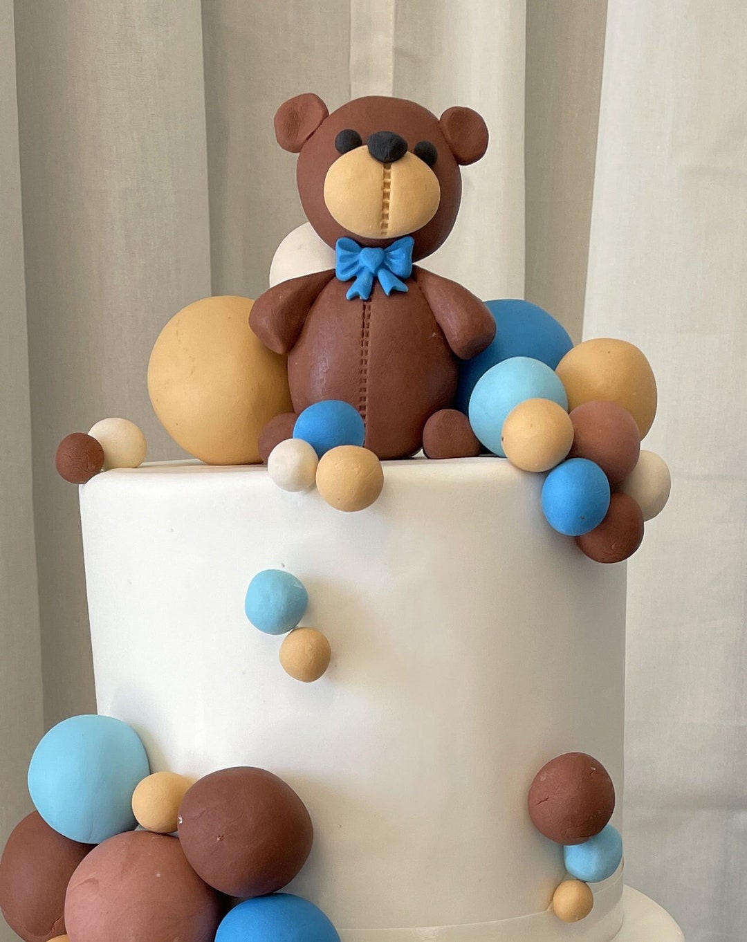 Teddy Bear Fondant Cake Topper, Birthday Teddy Bear Cake Topper, Cute ...
