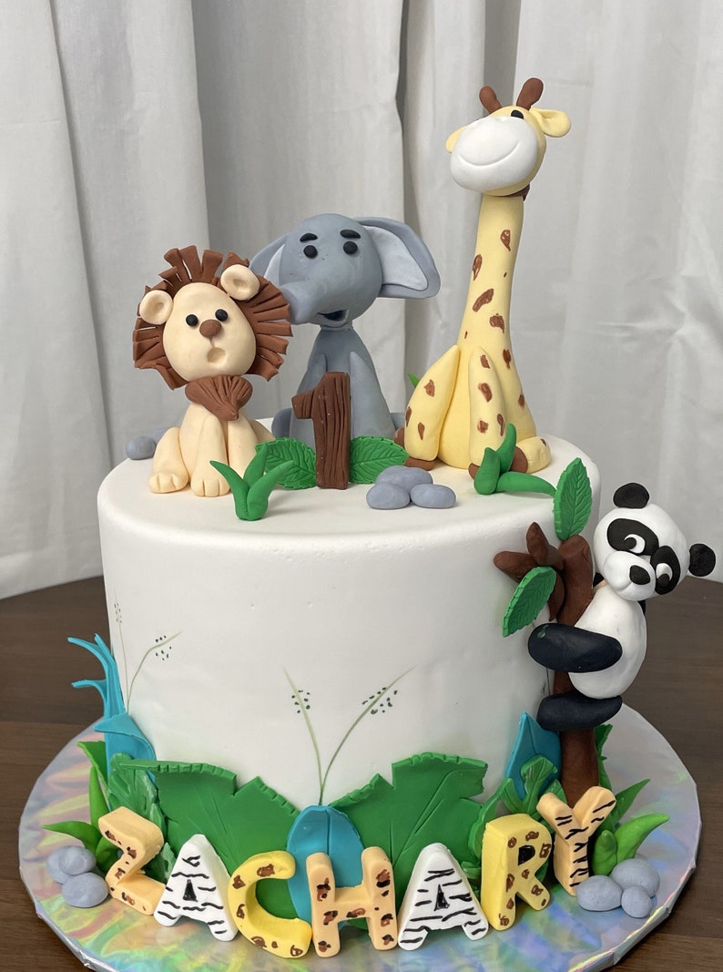 Cake Set Fondant Safari Animals, Jungle Cake Topper, Safari Cake Topper ...