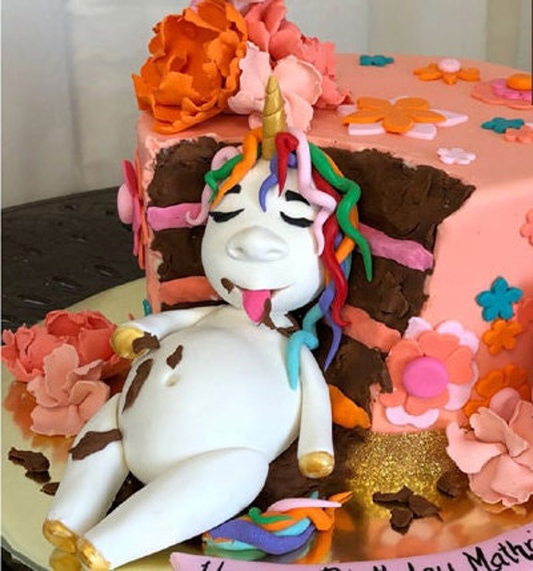 Fat Unicorn Fondant Cake Topper, Fat Unicorn Cake Topper, Unicorn Cake ...