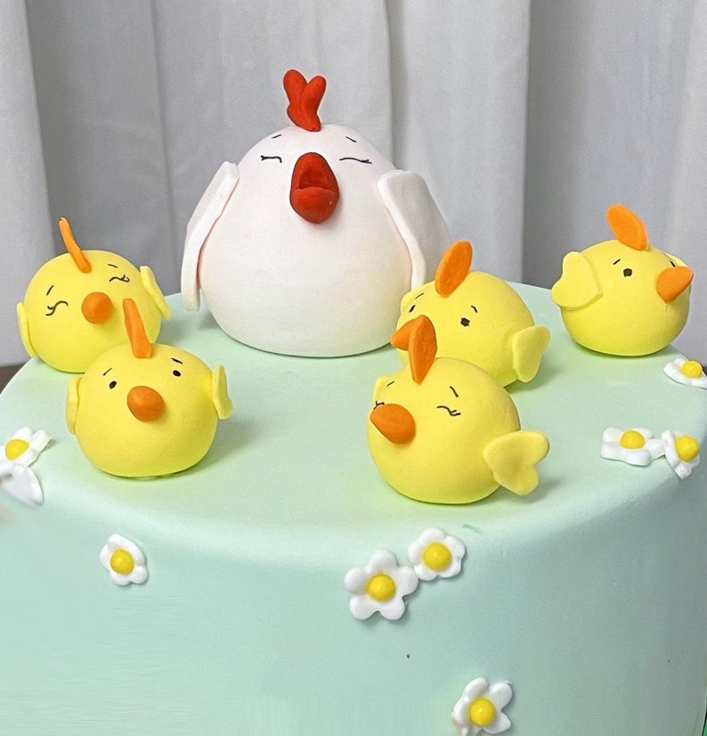 Chicken and Chicks Cake Decoration Set, Farm Cake Topper, Chicken Cake ...