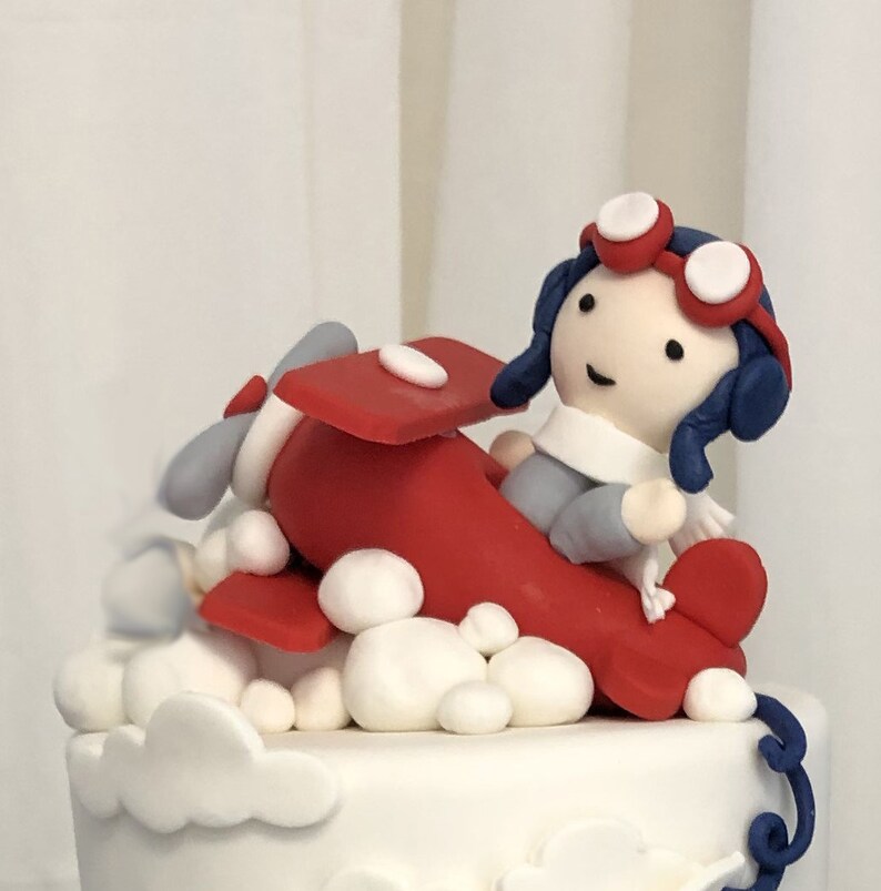 Airplane Fondant Cake Topper, Plane Cake Topper, Pilot Cake Topper ...