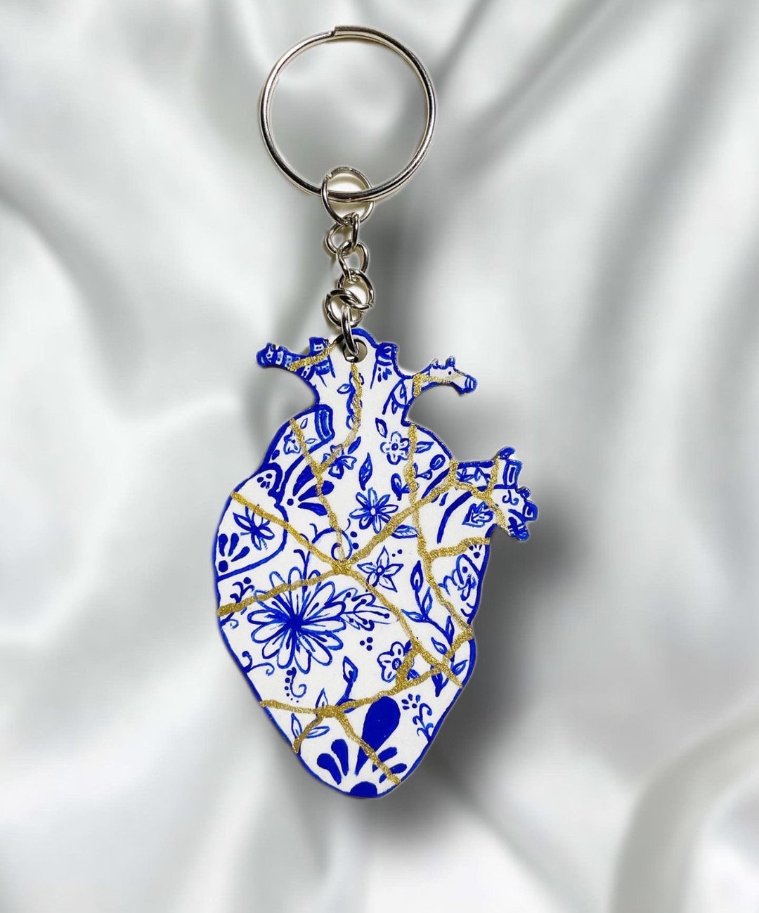 Kintsugi Anatomical Heart Keychain - Etsy