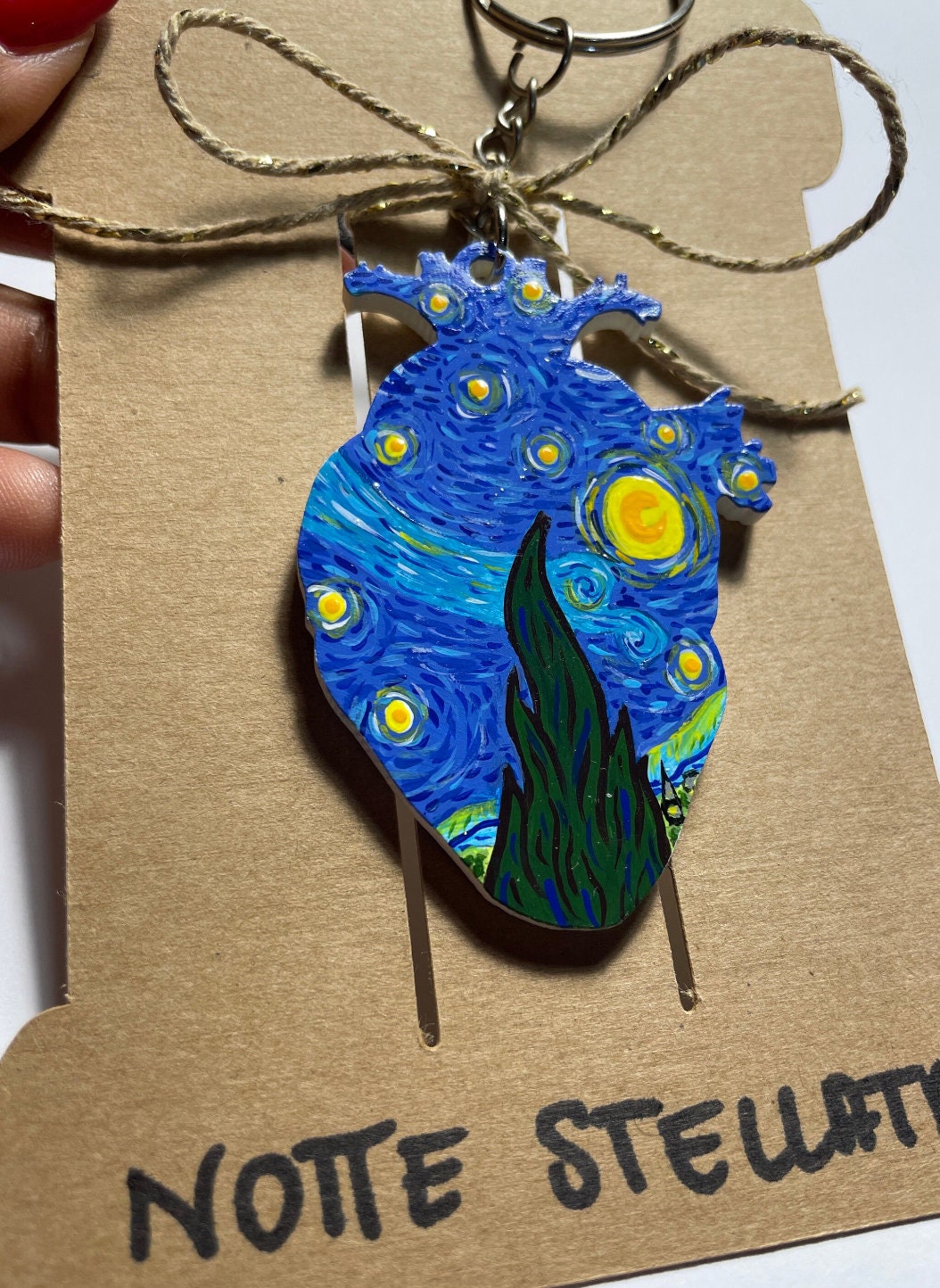 Starry Night Anatomical Heart Keychain - Etsy