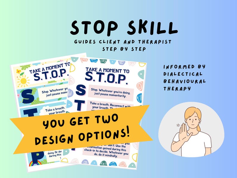 STOP Skill: DBT Handout (PDF Download) - Etsy