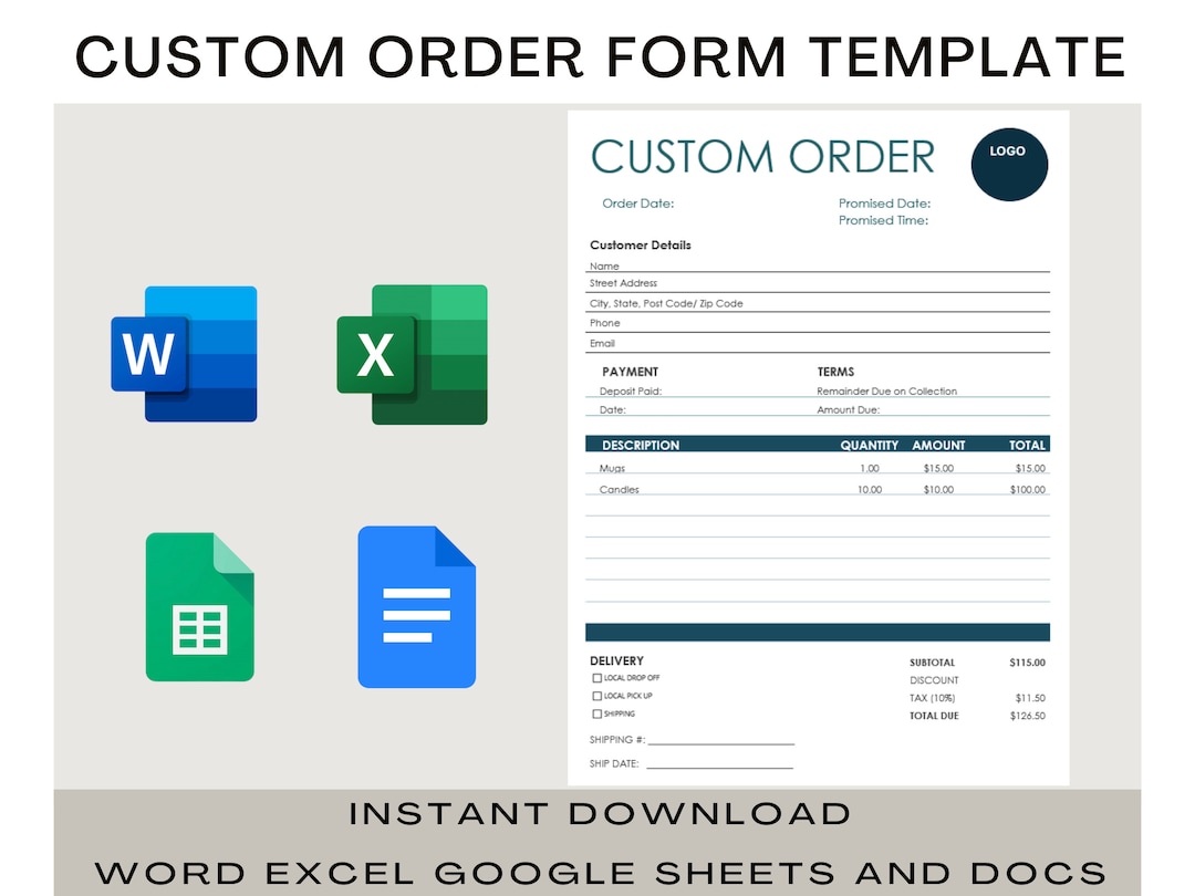 Minimalist Custom Order Template | Small Business | Order Template ...