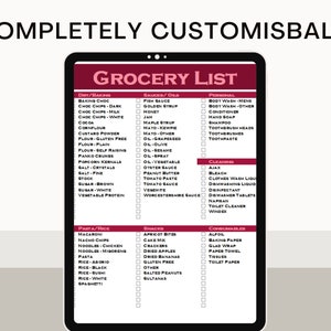 Editable and Printable Master Grocery List Spreadsheet, Grocery Planner ...