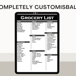 Editable and Printable Master Grocery List Spreadsheet, Grocery Planner ...