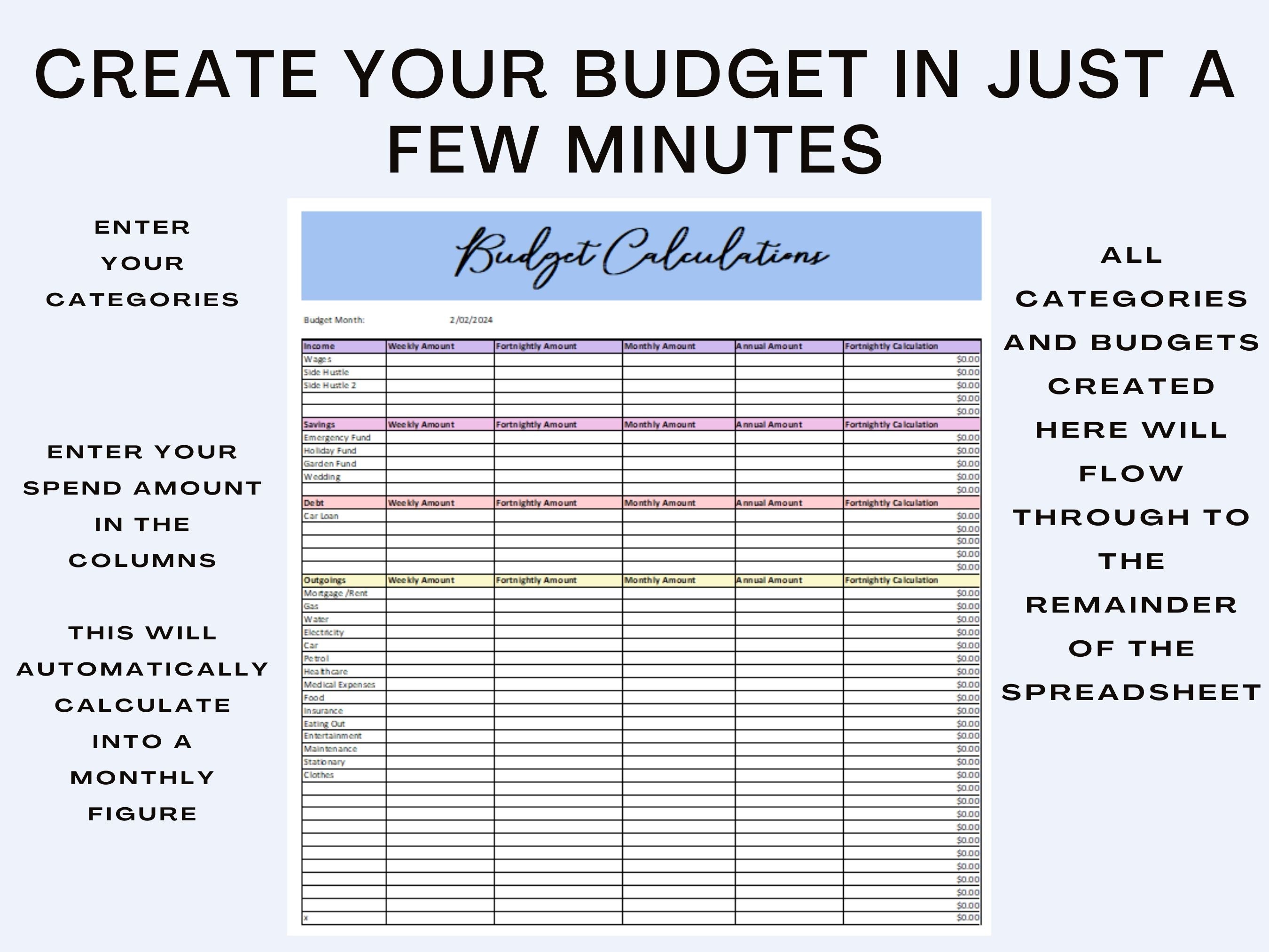 Biweekly Budget Spreadsheet | Excel Budget Template | Google Sheets ...